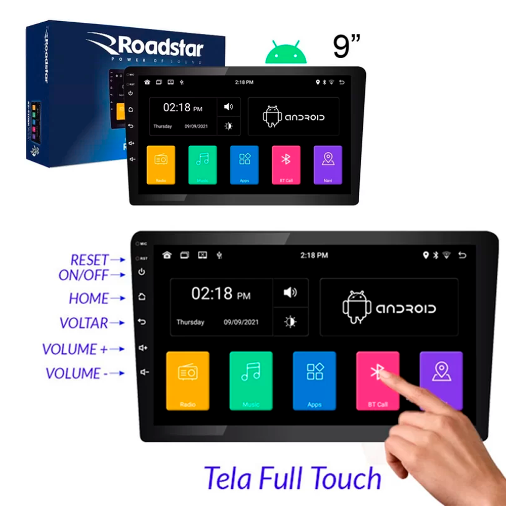 MULTIMÍDIA ANDROID 9" RS910BR PRIME ROADSTAR