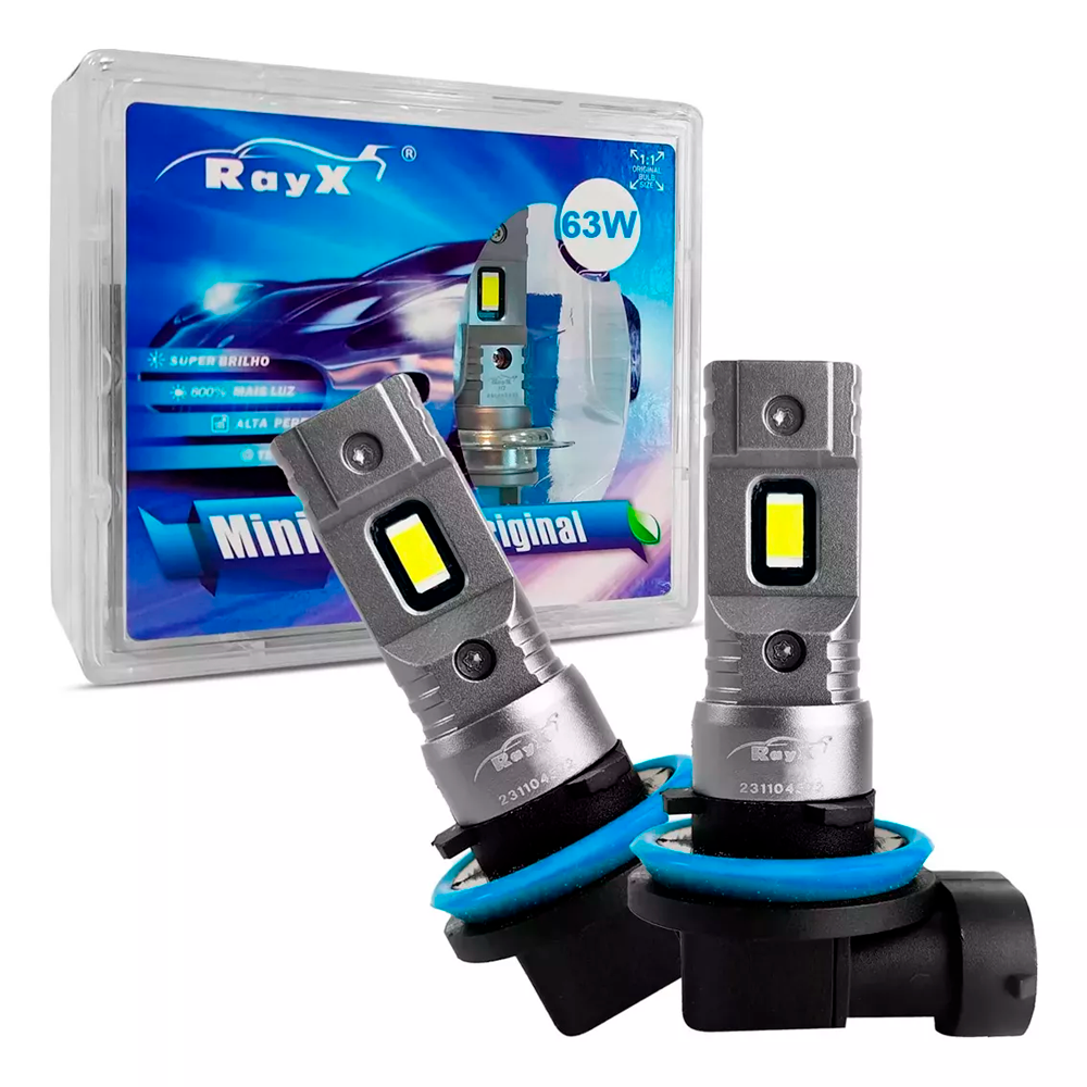 LÂMPADA LED H11 6000K 12.000 LUMENS ENCAIXE ORIG RAYX